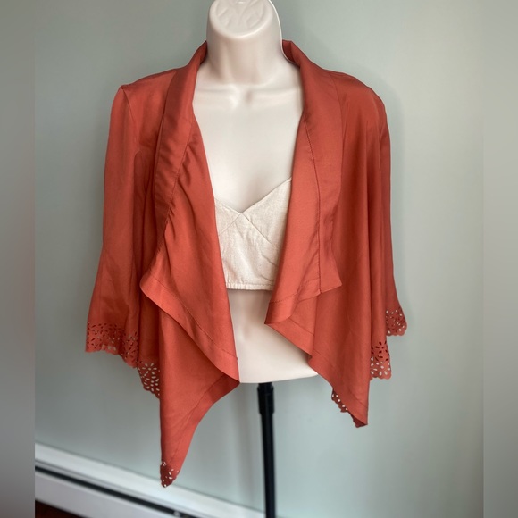 Forever 21 | Tops | Lightweight Burnt Orange Jacket With Flower Details ...